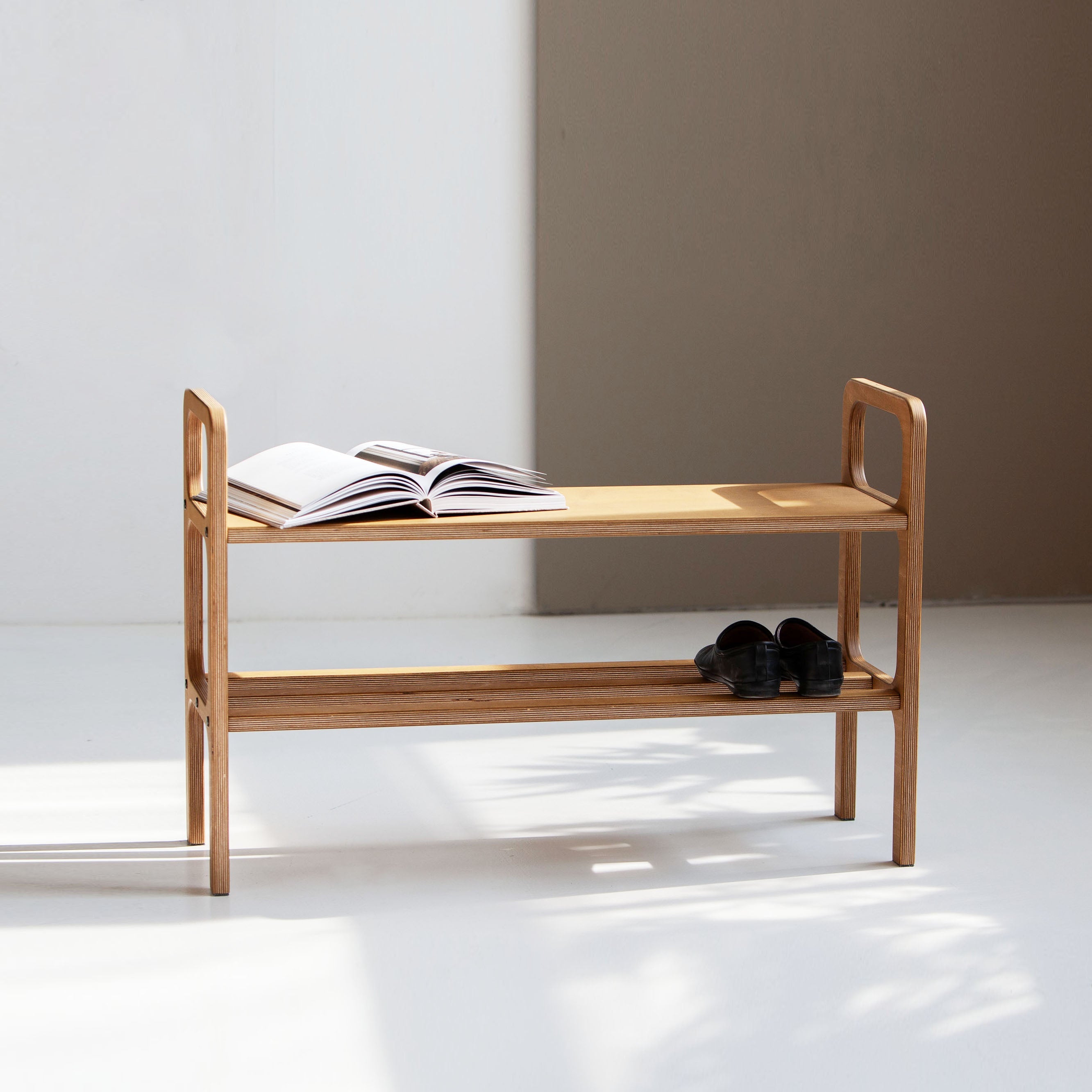 Handcrafted Mid-Century Bench: Entryway Shoe bench