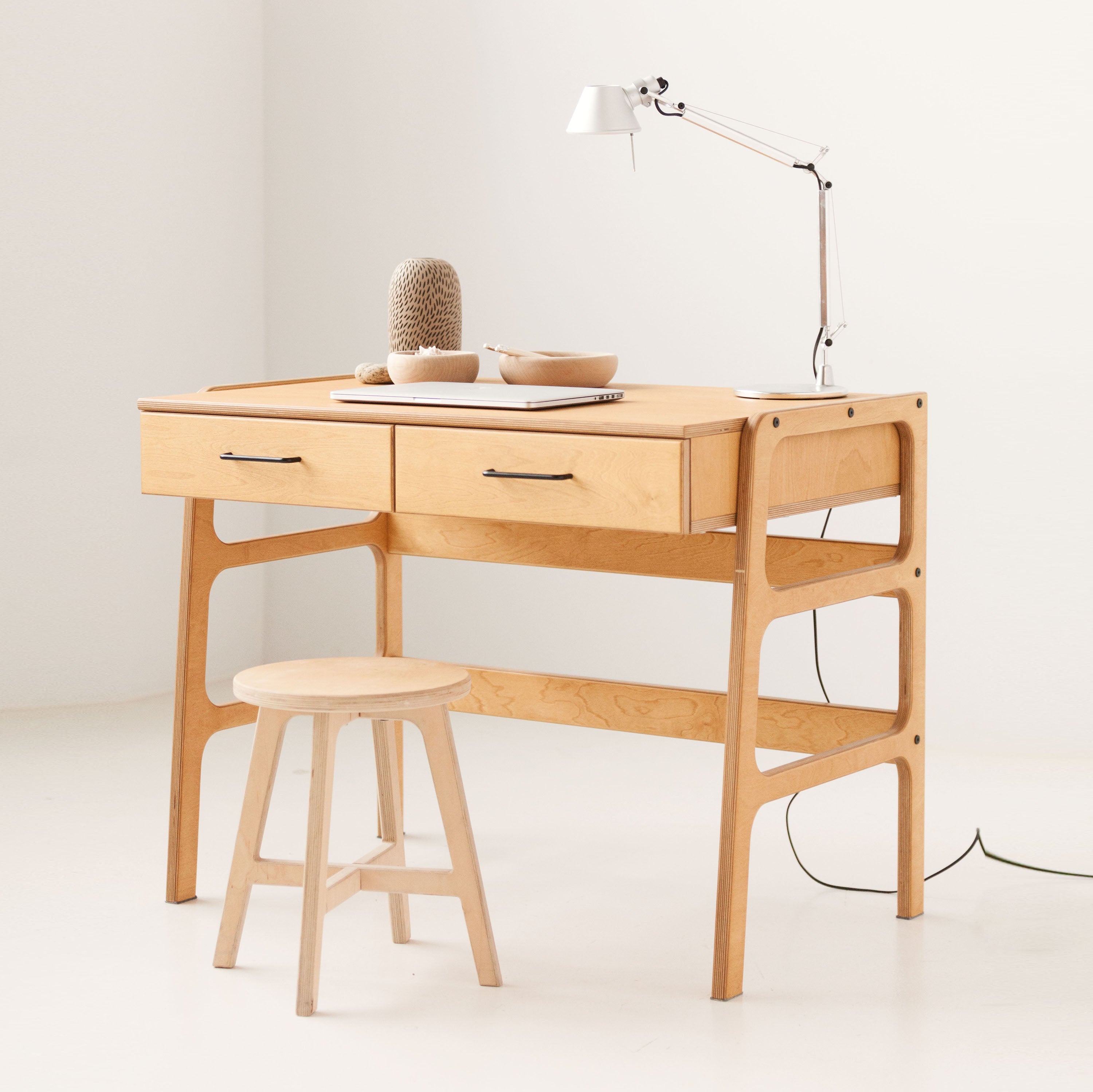 Mid Century Desk with Under-Counter Drawers - Two Width Options